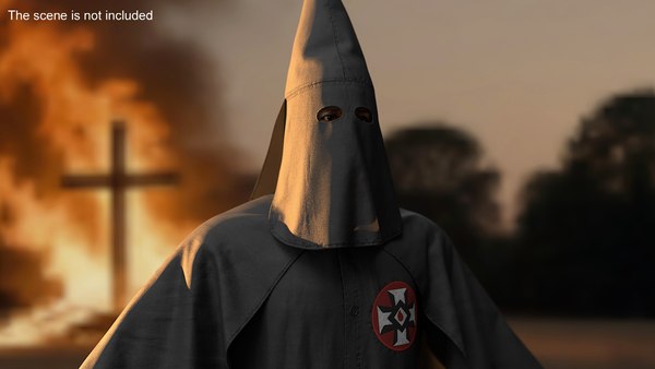 modelo 3d Personaje del Ku Klux Klan con traje negro y máscara ...