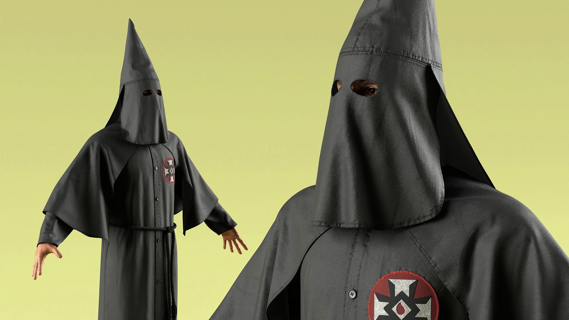 3D Character Ku Klux Klan In Black Suit And Mask - TurboSquid 2347269