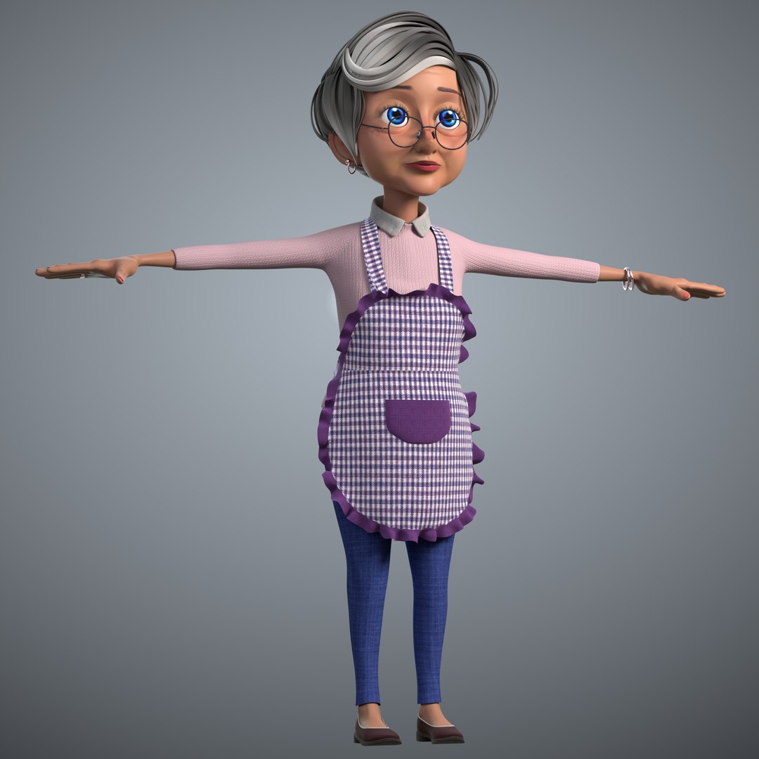 3D Model Cartoon Old Woman GrandMa NoRig - TurboSquid 1770663