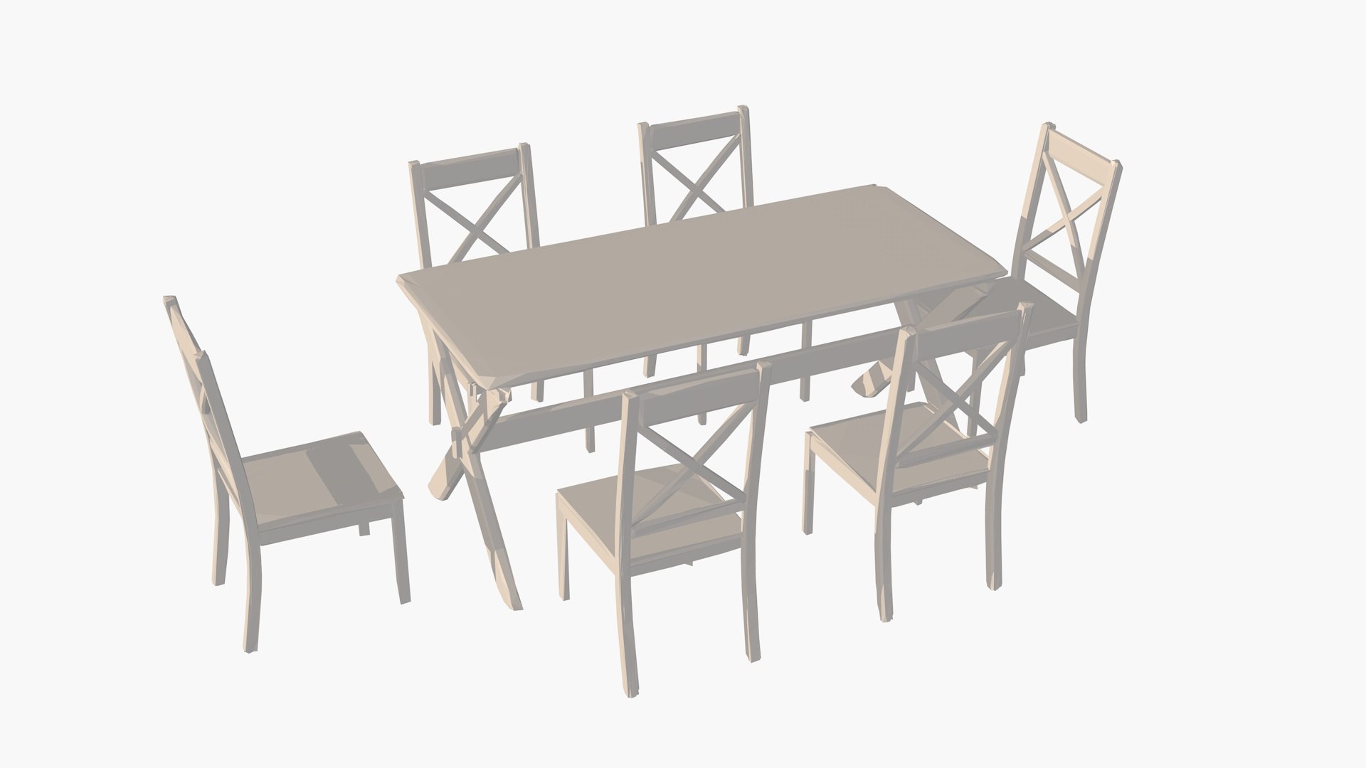 3D Model Dining Table And Chair Sets Low Poly - TurboSquid 2021005