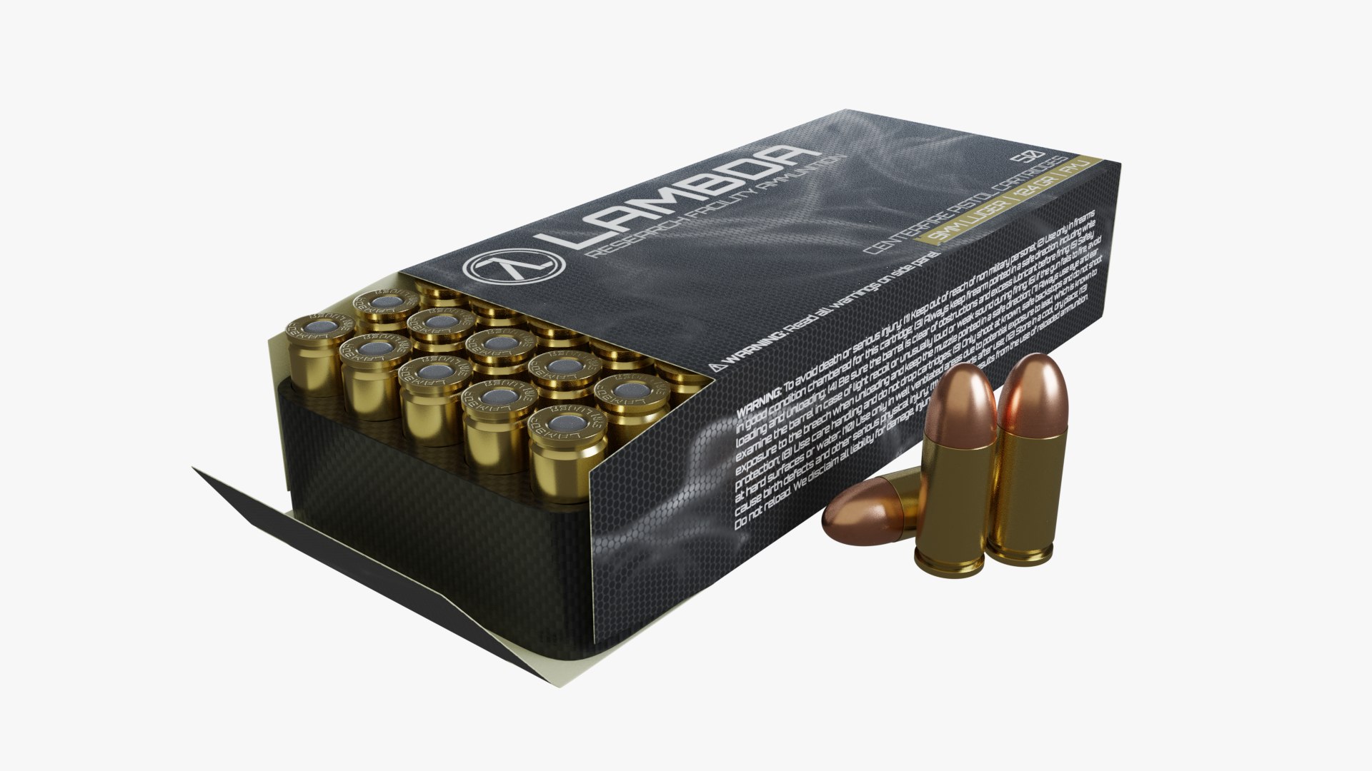 9mm Ammunition Bullets Box 3D Model - TurboSquid 1436086
