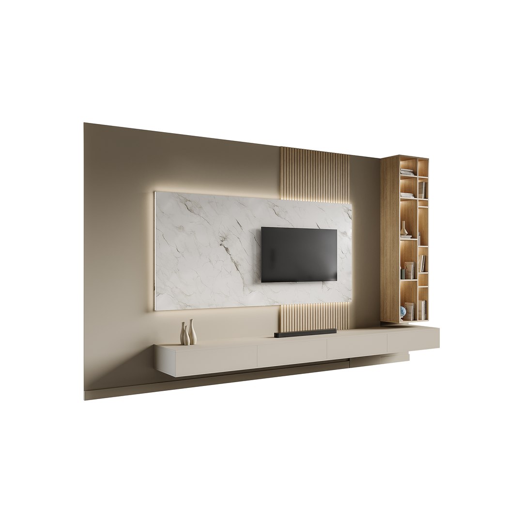 Modern TV Wall 014 Model - TurboSquid 2378645