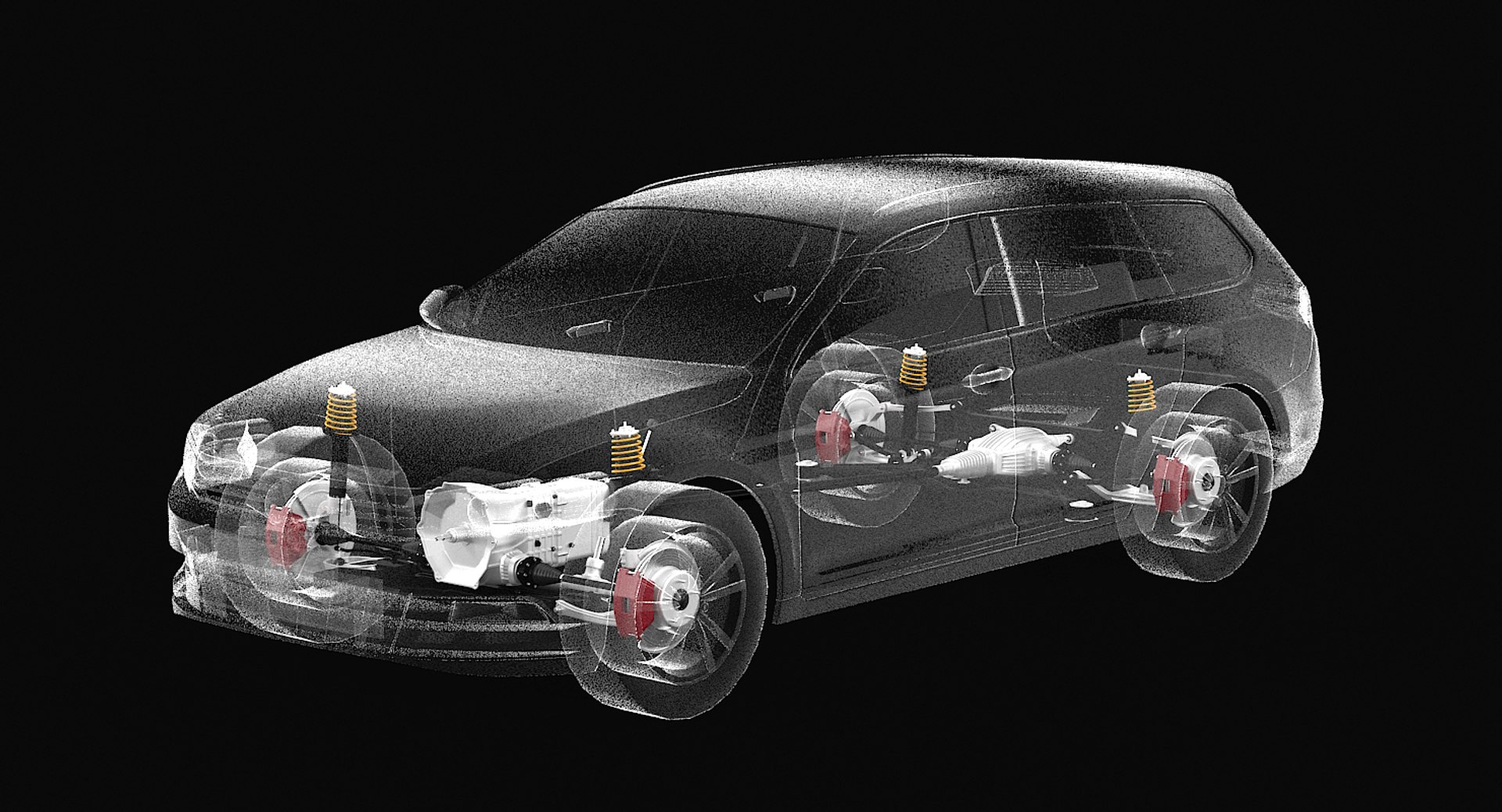 3d 4wd chassis x-ray model