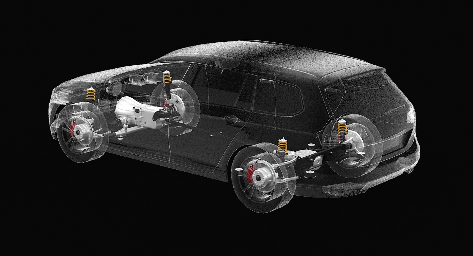 3d 4wd chassis x-ray model