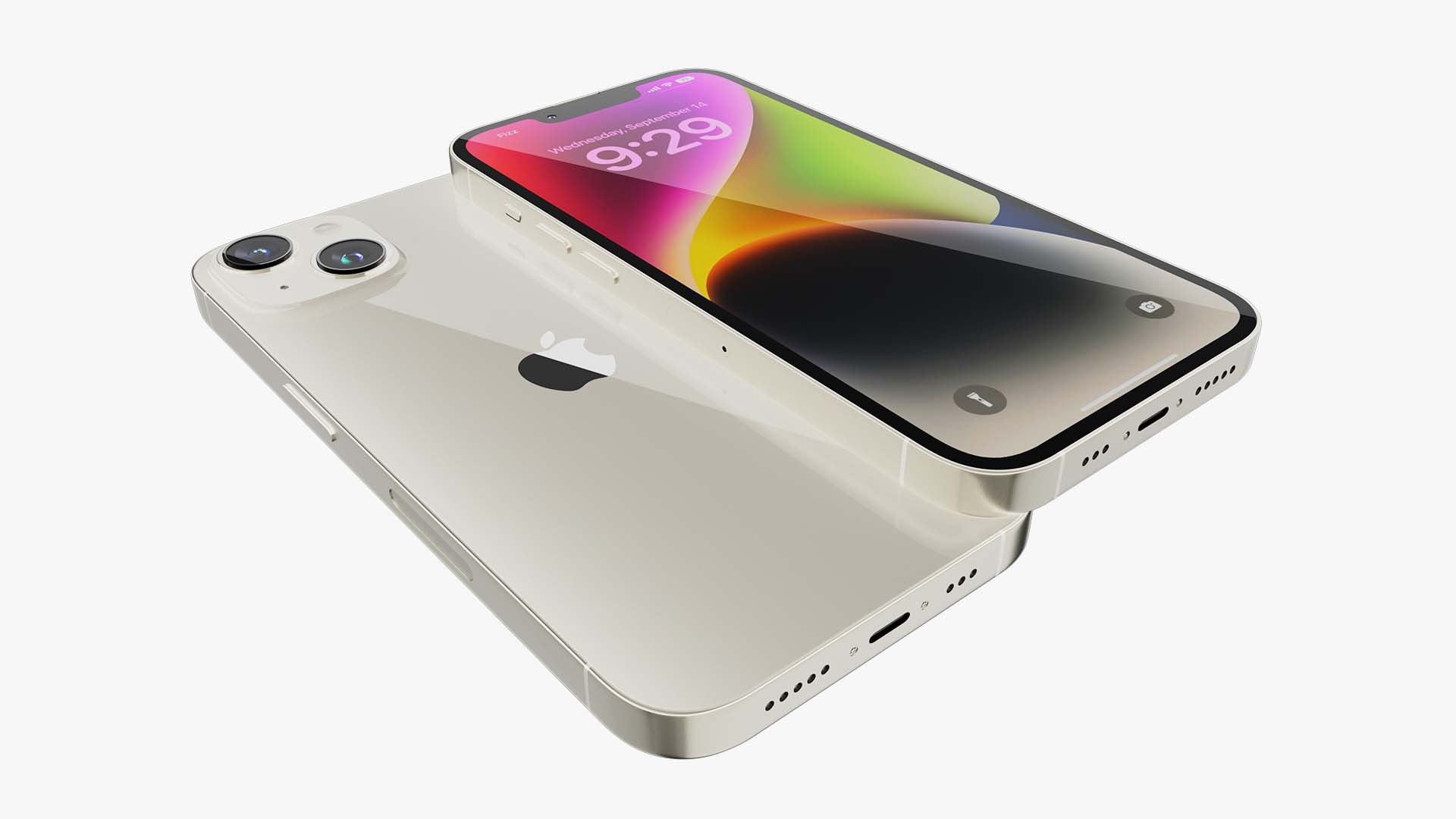 3D Model IPhone 14-14 Plus Starlight - TurboSquid 1990380