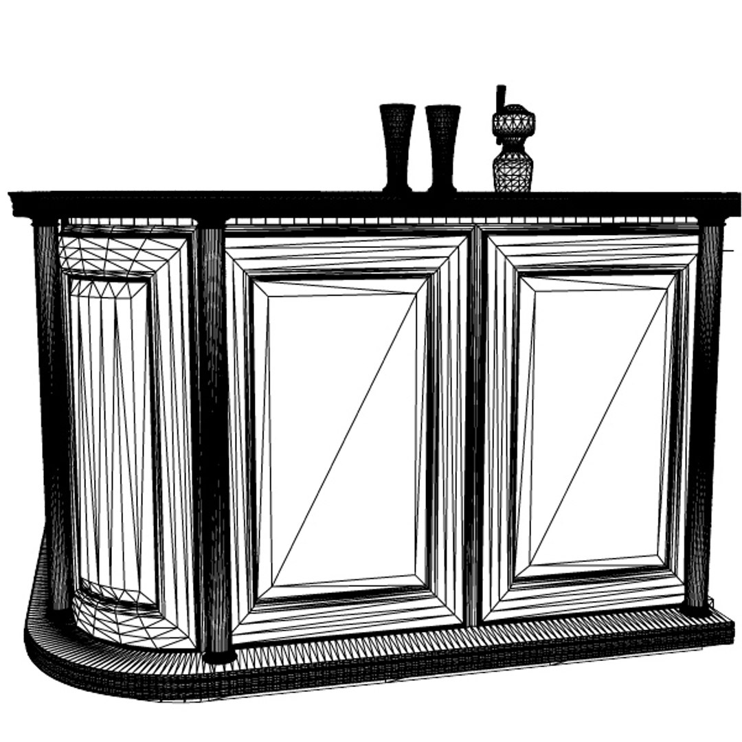 Paneled Mini Bar 3d Model