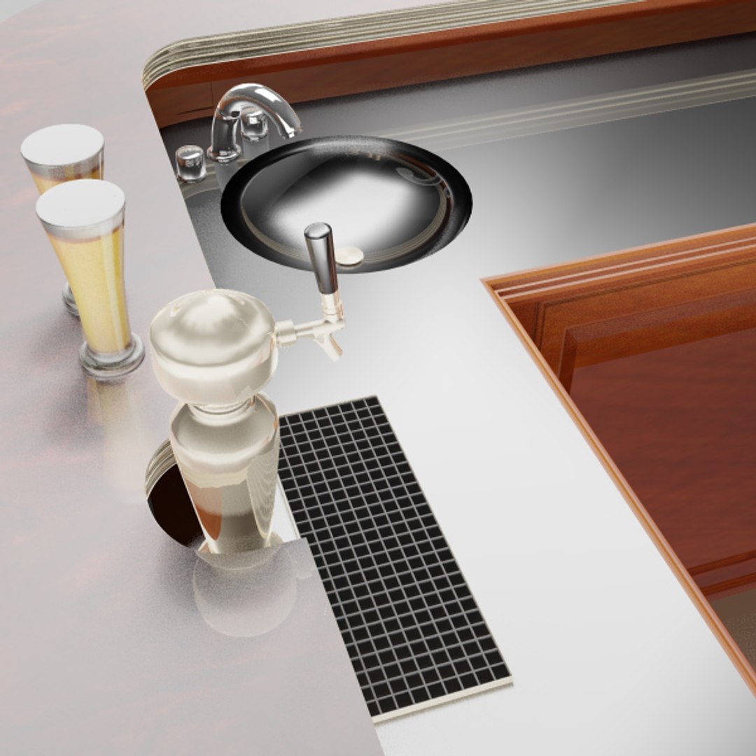 Paneled Mini Bar 3d Model