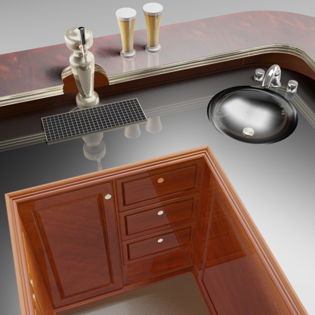 Paneled Mini Bar 3d Model