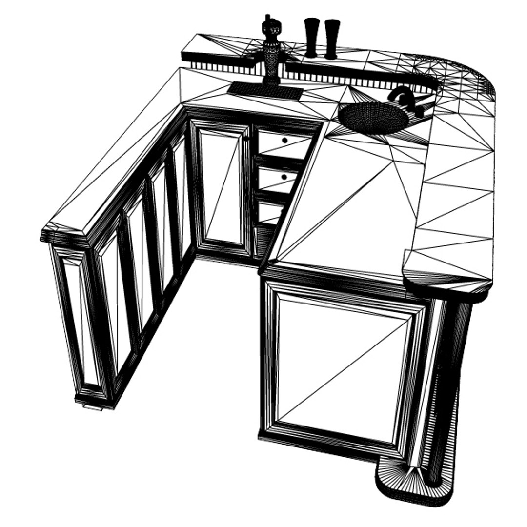 Paneled Mini Bar 3d Model