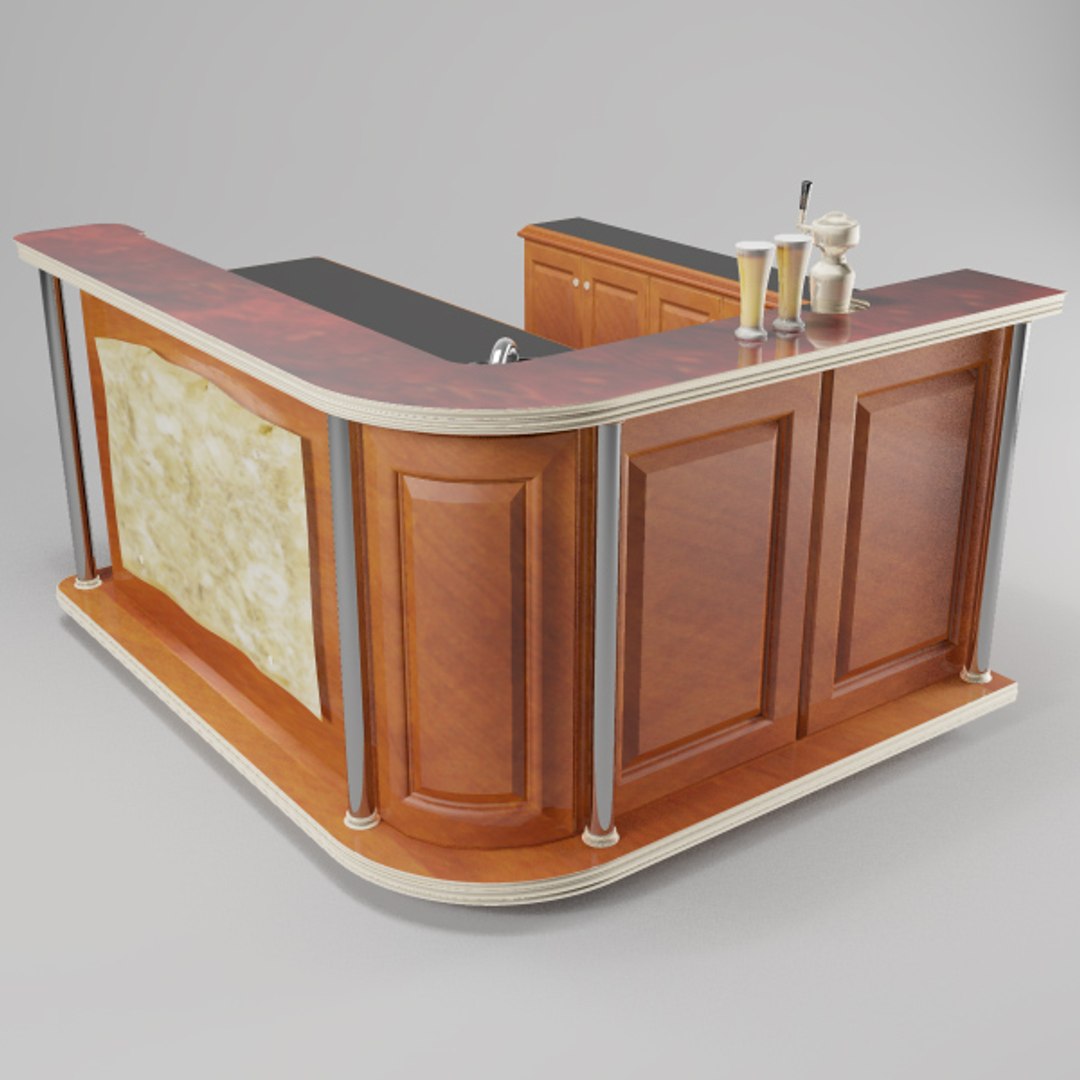 Paneled Mini Bar 3d Model