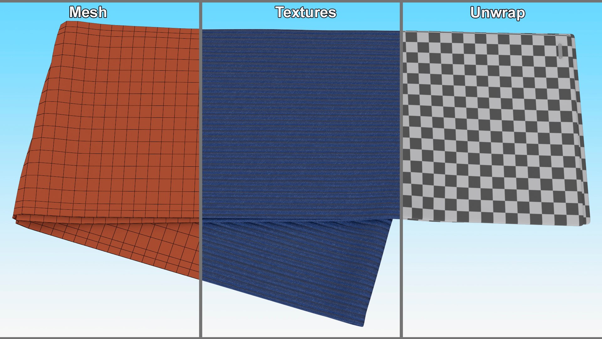 Folded Blue Scarf 3D Model - TurboSquid 2243961