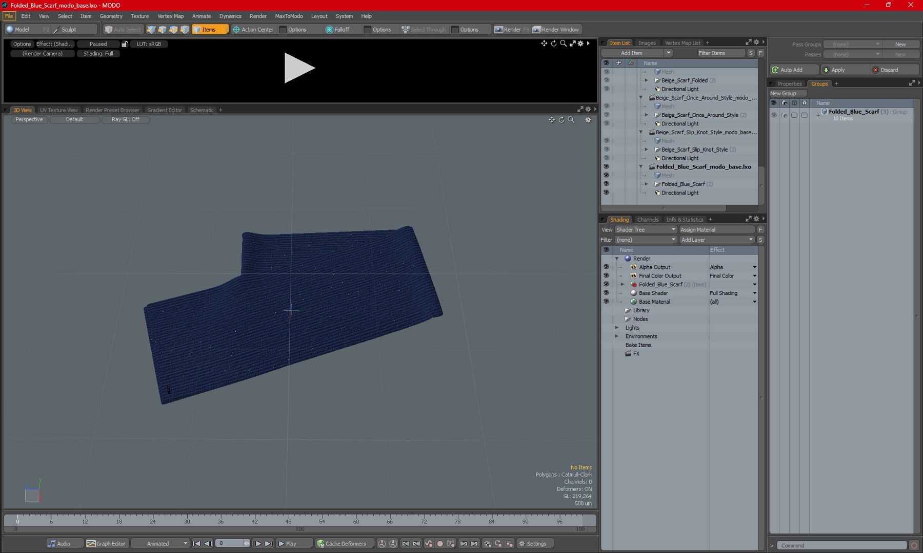 Folded Blue Scarf 3D Model - TurboSquid 2243961