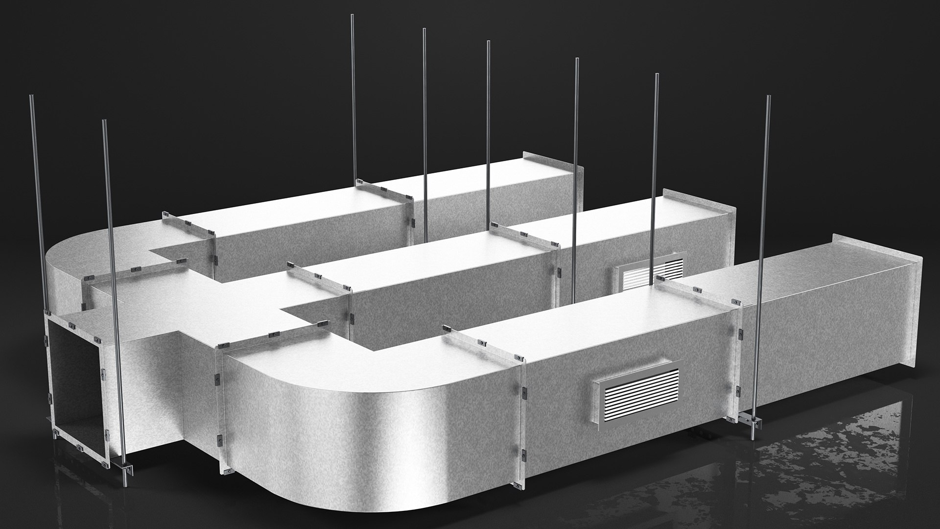 3D air conditioning ductings model - TurboSquid 1690750