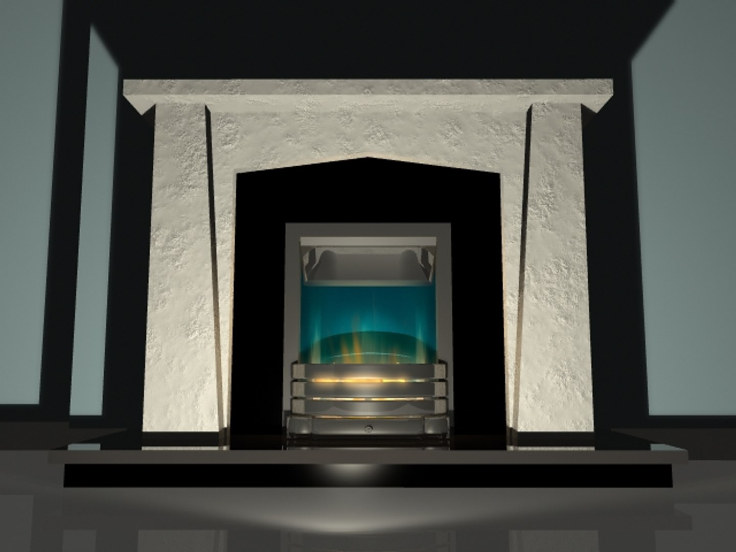 Chrome Blue Flame Surround 3d Model