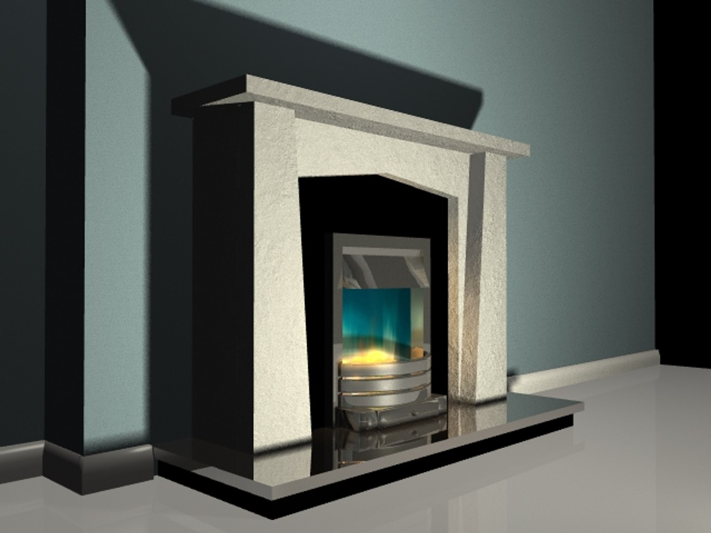 Chrome Blue Flame Surround 3d Model