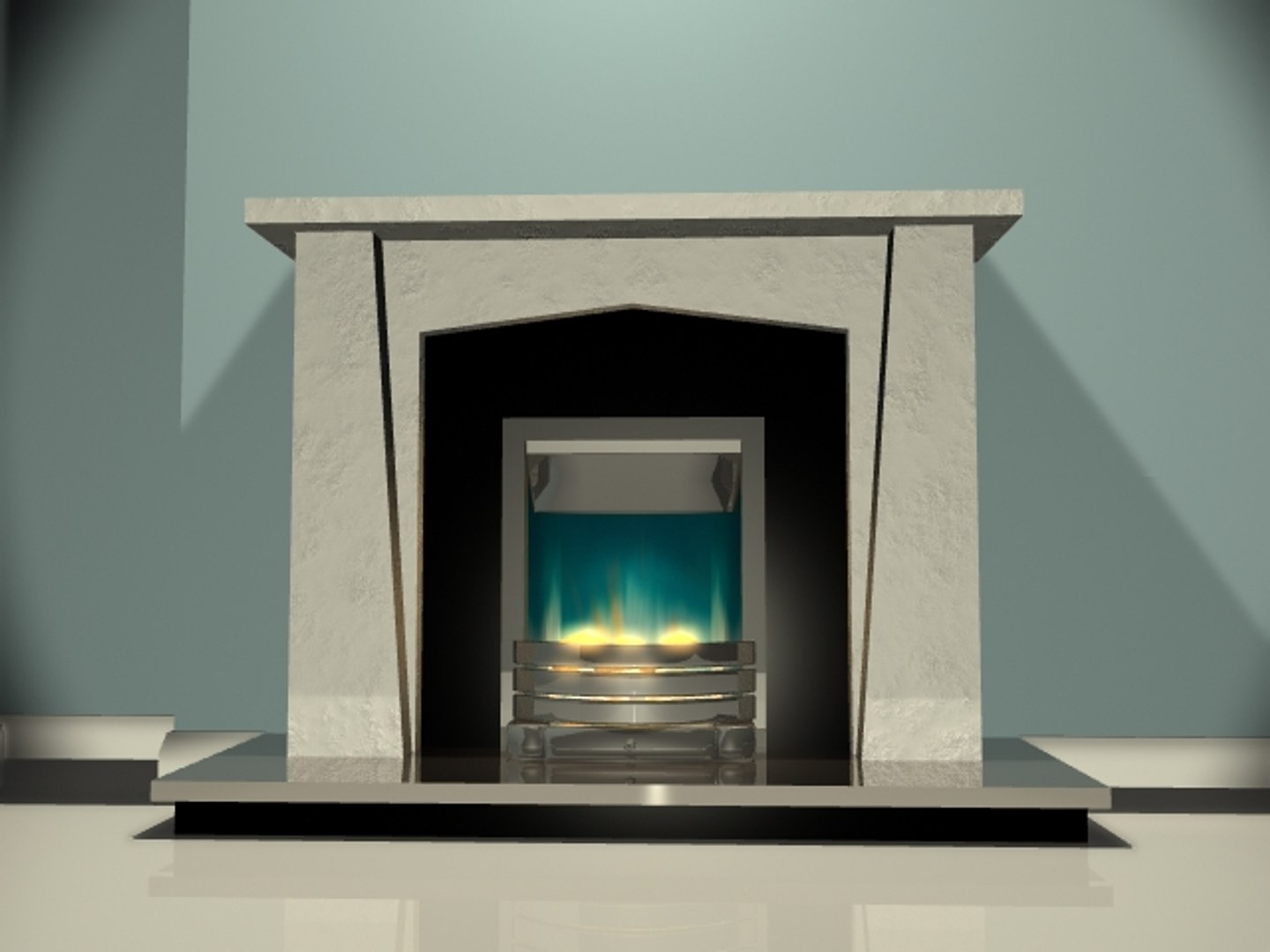 Chrome Blue Flame Surround 3d Model