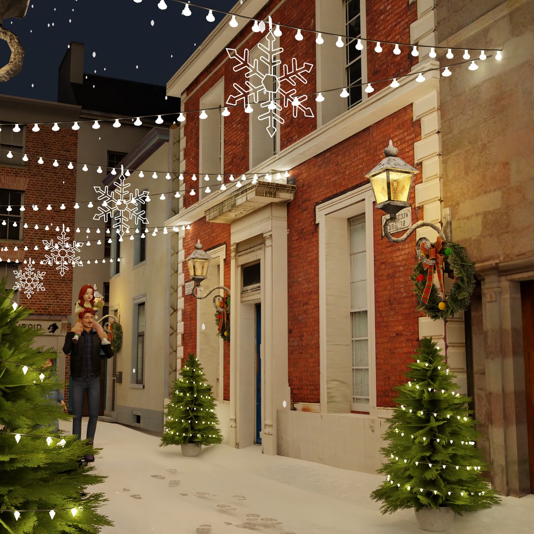 Christmas Street Blender Scene 3D - TurboSquid 2254615