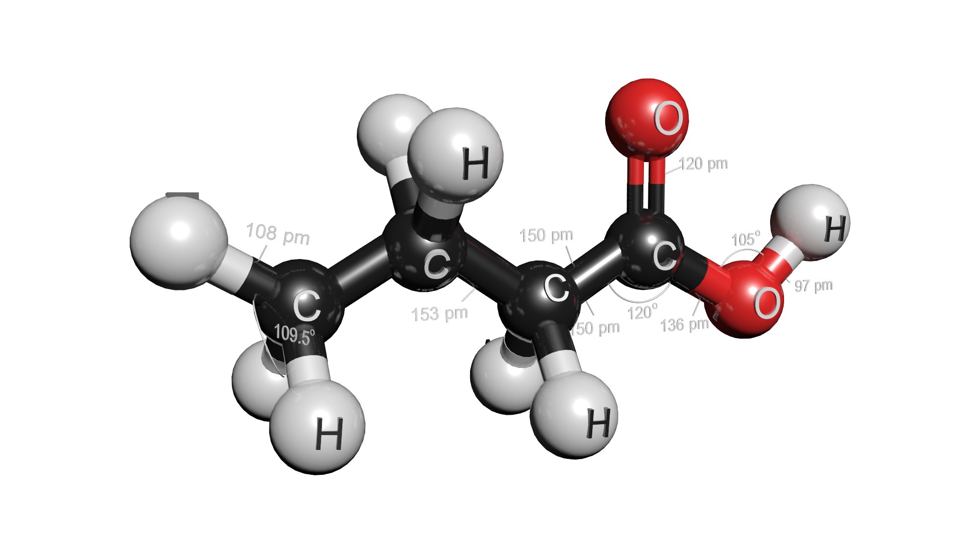 3D C4h8o2 Butyric Acid Model - TurboSquid 1423470