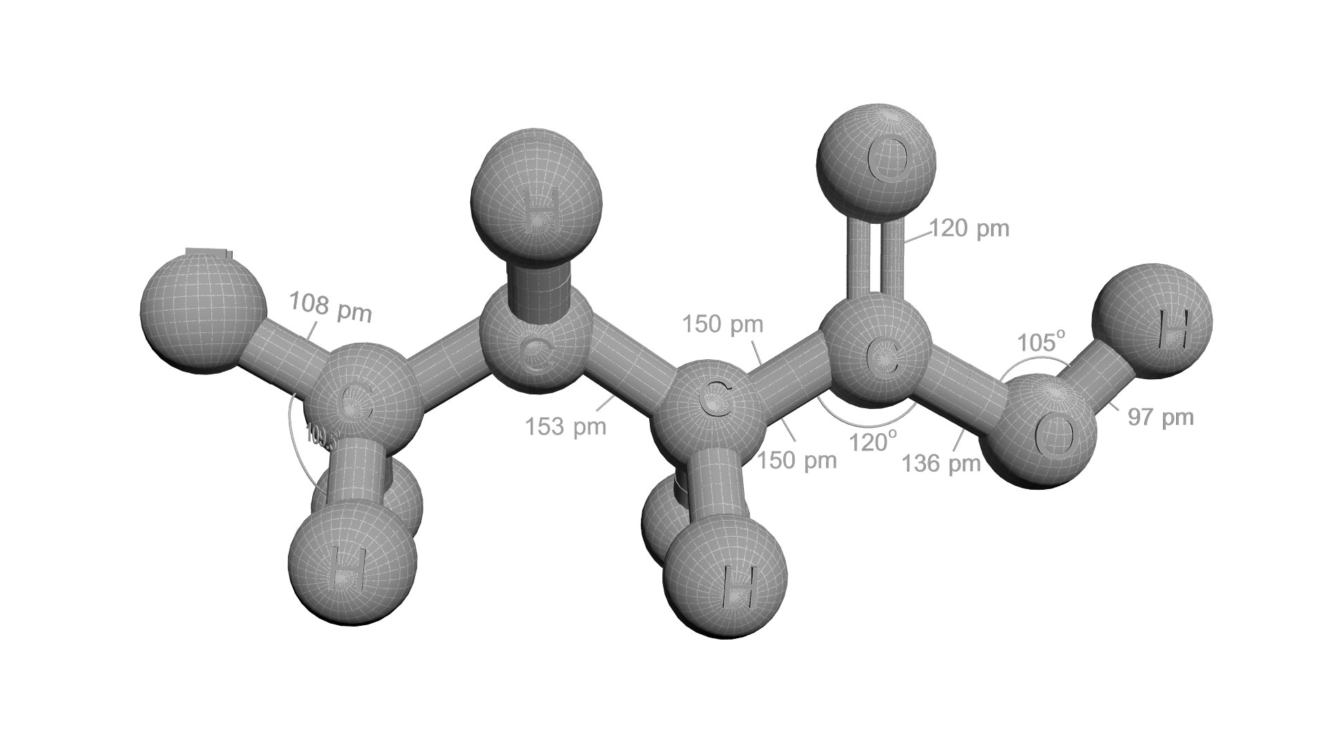 3D C4h8o2 Butyric Acid Model - TurboSquid 1423470