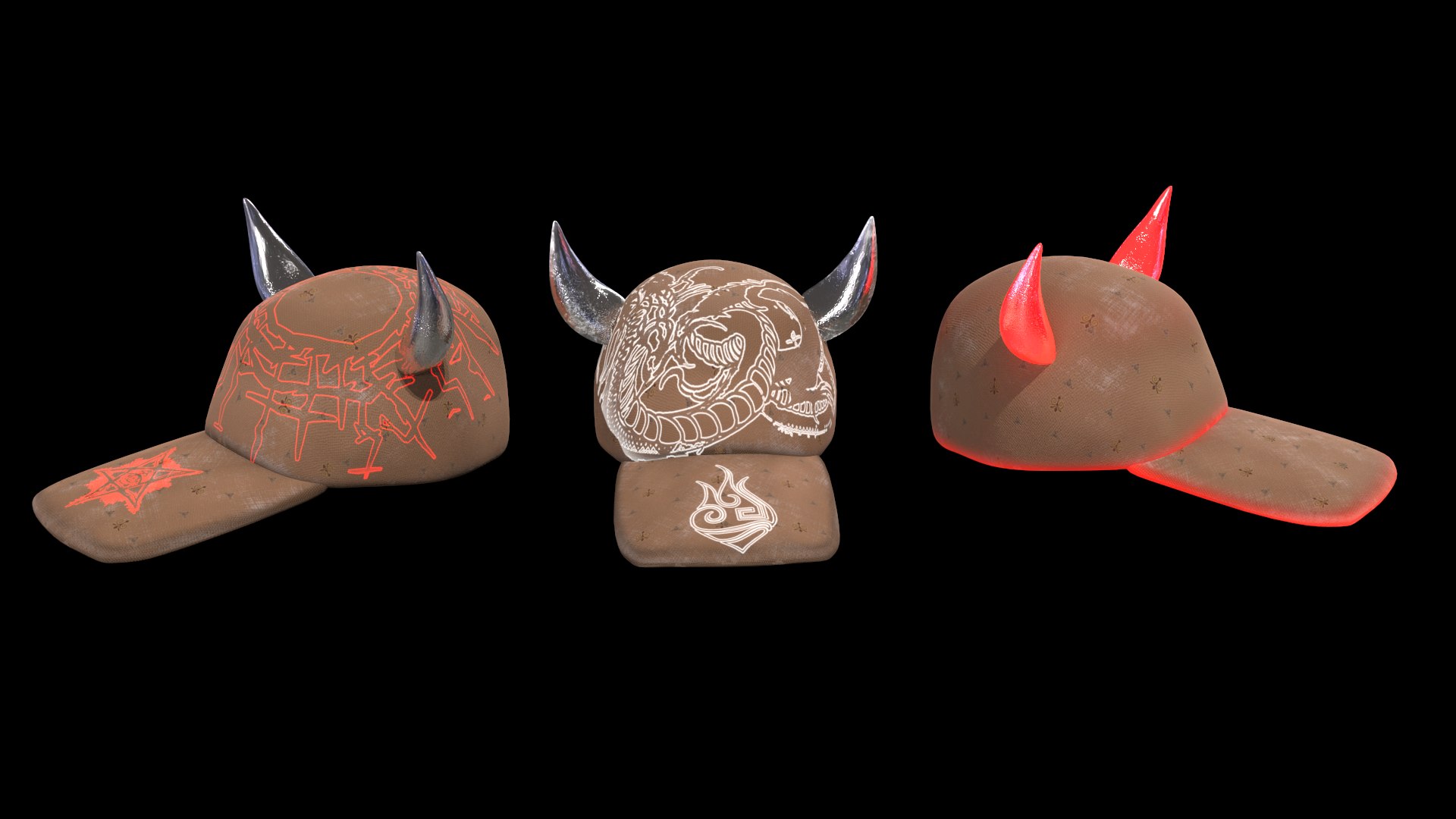 3D Model Caps Mini Pack 3 - TurboSquid 2395198