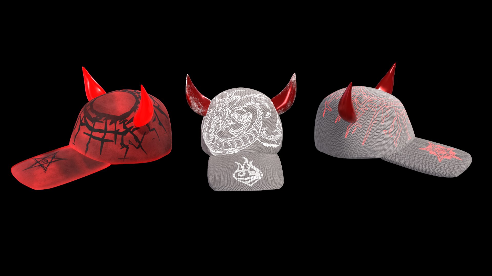 3D Model Caps Mini Pack 3 - TurboSquid 2395198