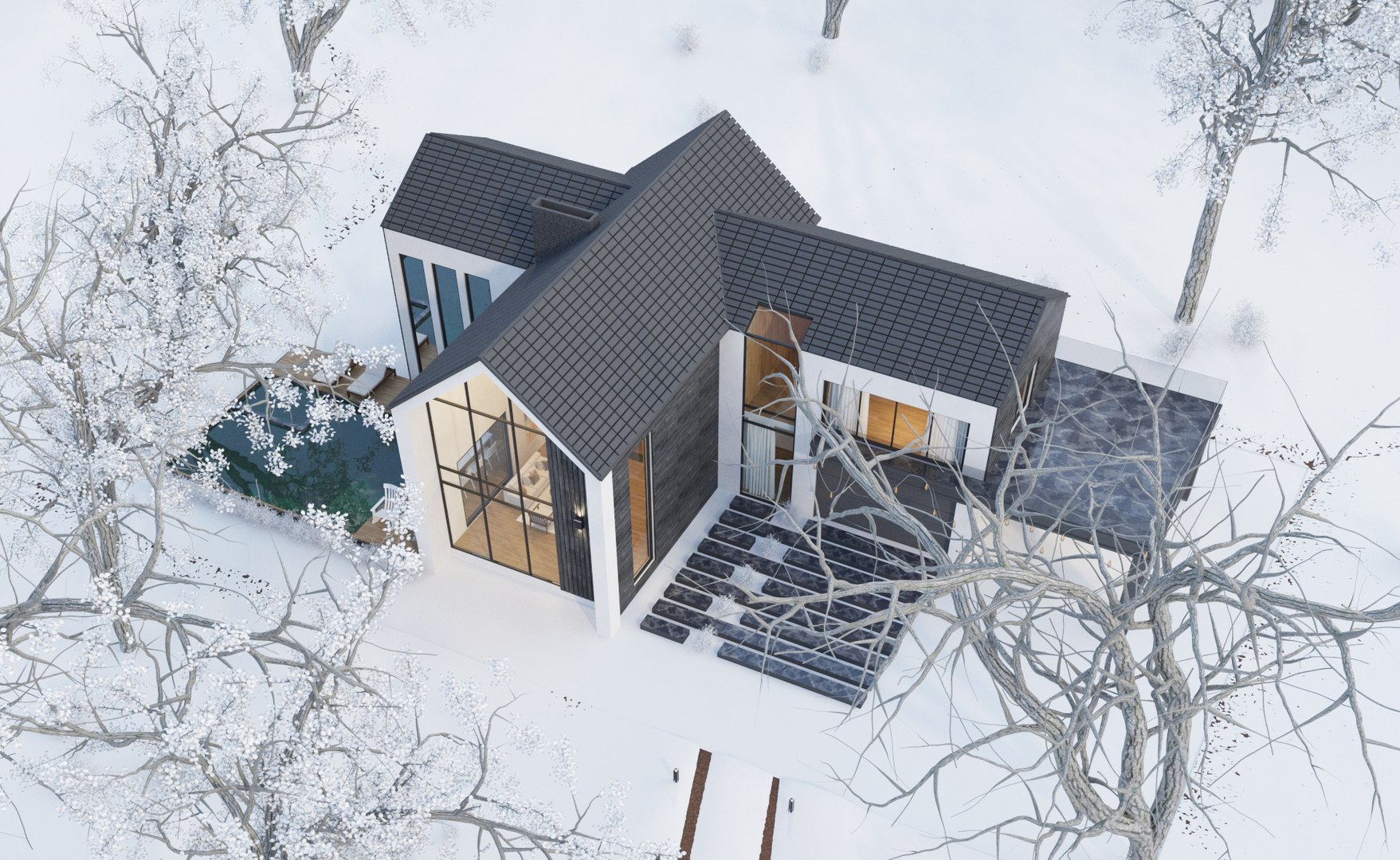 Winter House Exterior And Interior 3D - TurboSquid 1821827