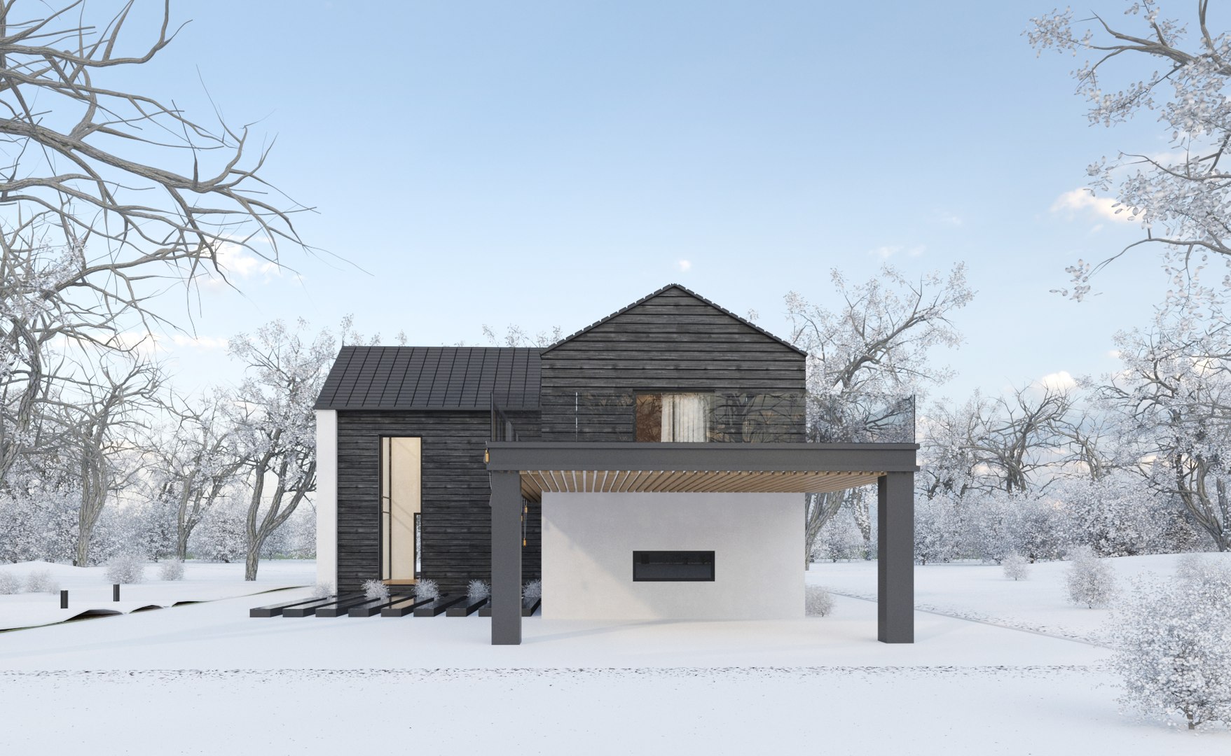 Winter House Exterior And Interior 3D - TurboSquid 1821827