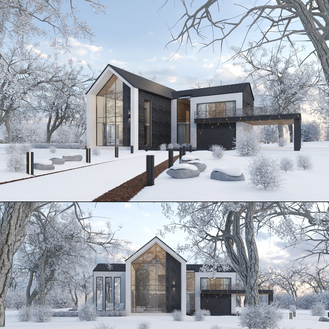 Winter House Exterior and Interior 3D - TurboSquid 1821827