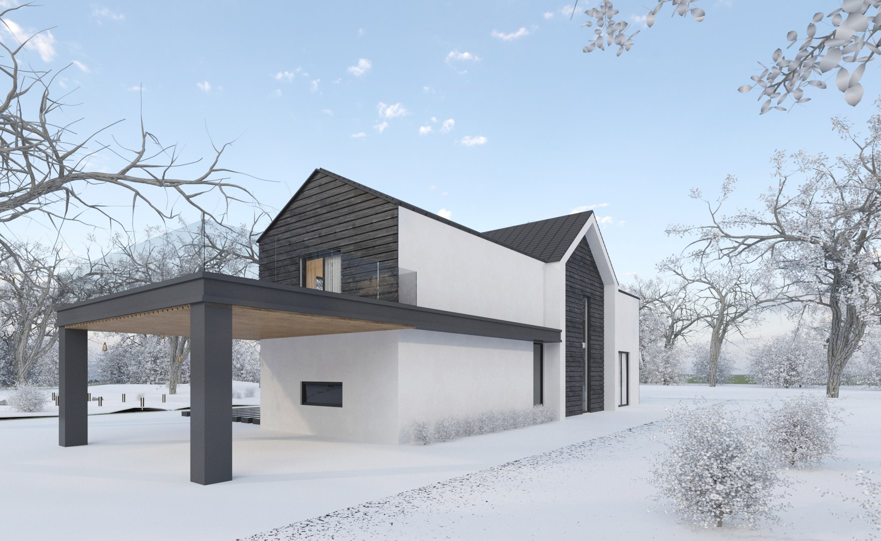 Winter House Exterior And Interior 3D - TurboSquid 1821827