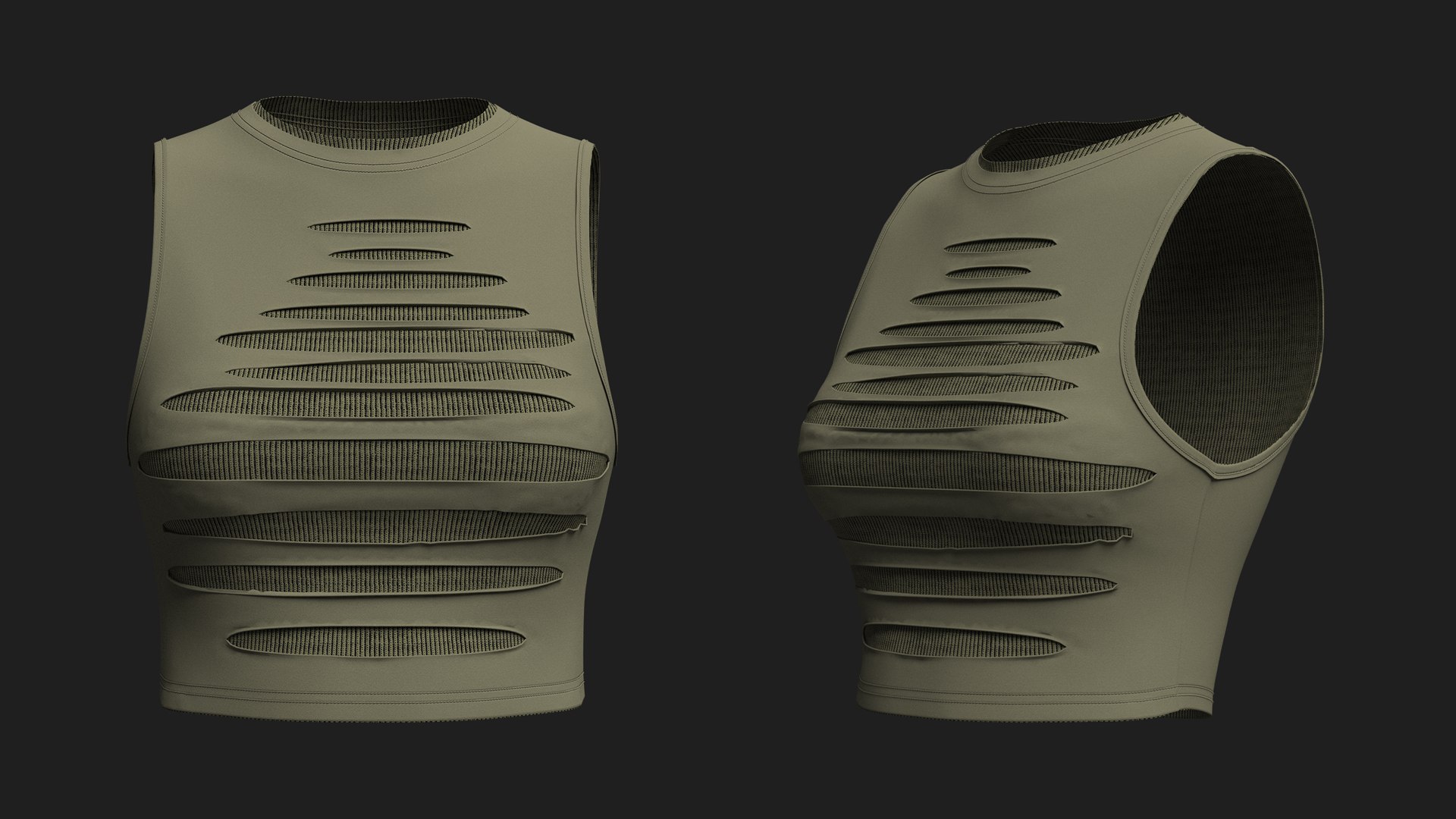 Womens Ripped Crop Top 3D - TurboSquid 2200384