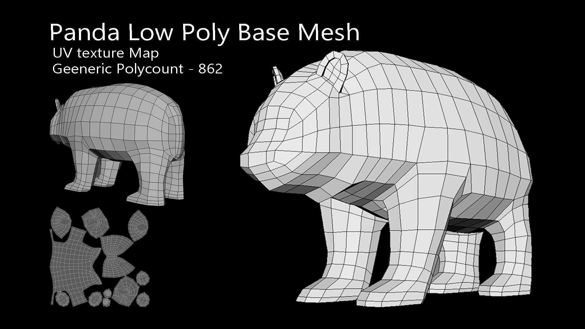 3D Model Panda Low Poly Base Mesh - TurboSquid 2362352