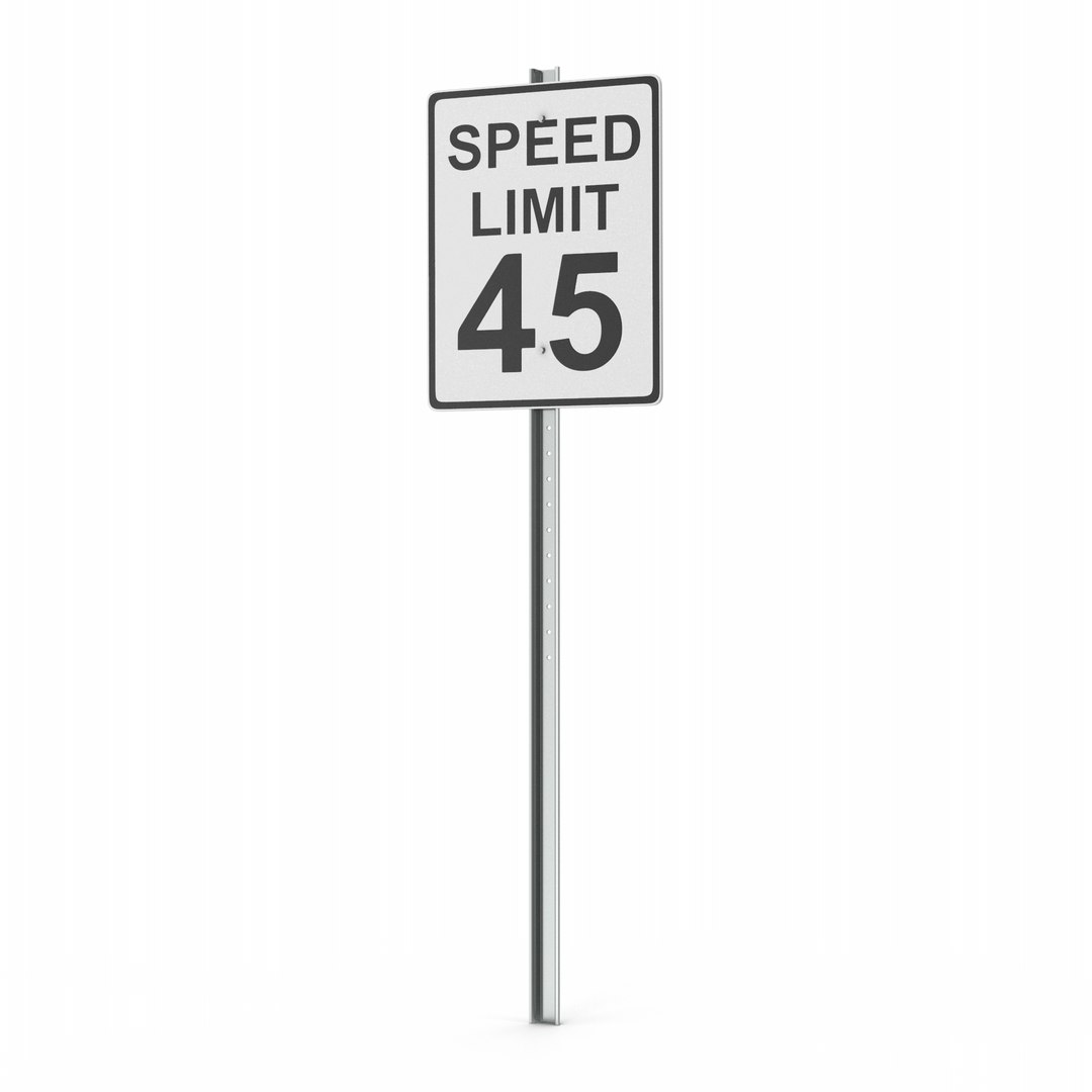 3D Model Speed Limit 45 Road Sign - TurboSquid 2045600