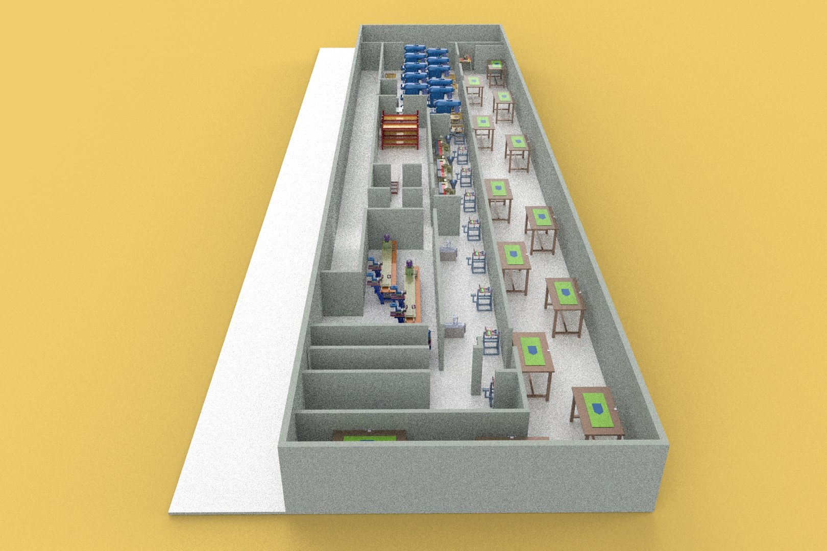 3D PRODUCTION LINE LAYOUT WORKSHOP FACTORY INDUSTRIAL FLOOR PLAN Model ...