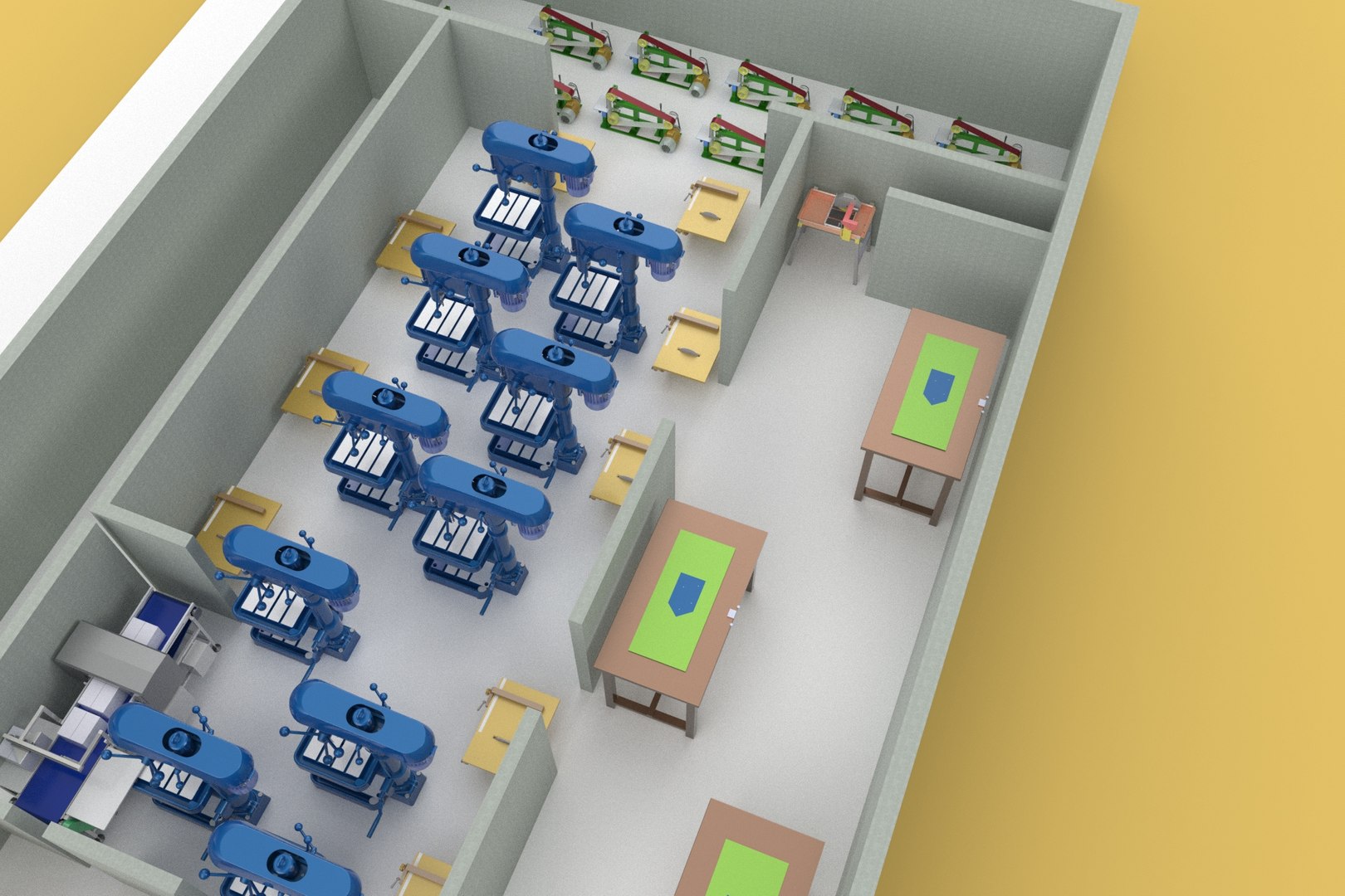 3D PRODUCTION LINE LAYOUT WORKSHOP FACTORY INDUSTRIAL FLOOR PLAN Model ...