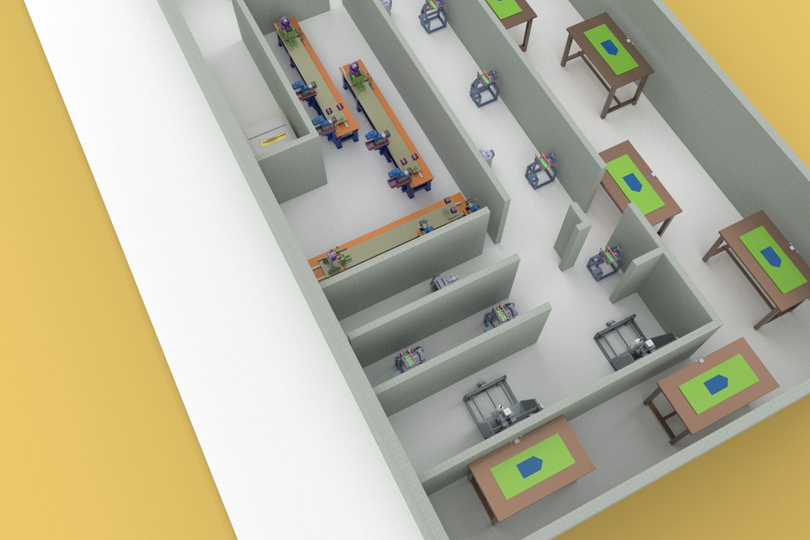 3D PRODUCTION LINE LAYOUT WORKSHOP FACTORY INDUSTRIAL FLOOR PLAN Model ...