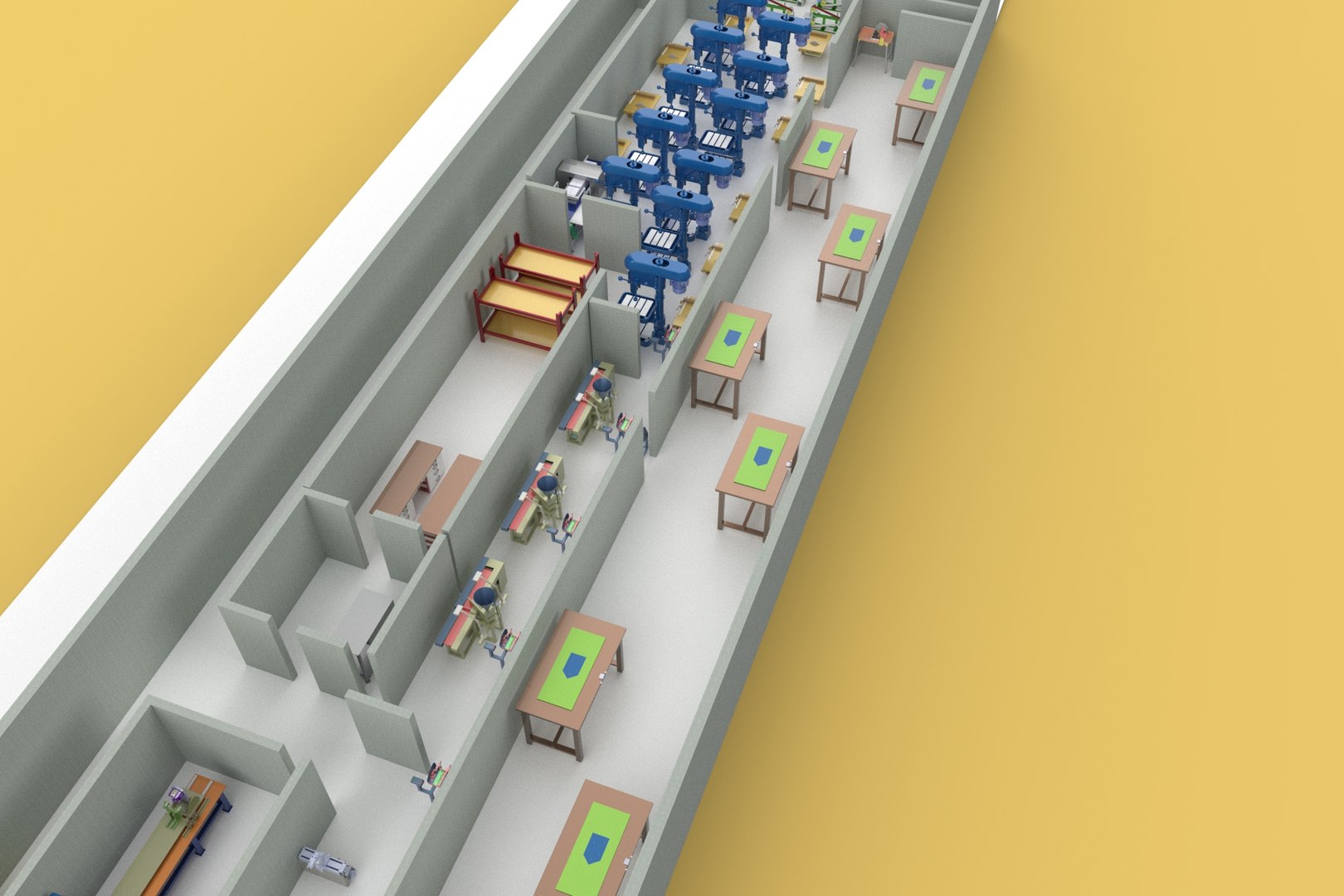 3D PRODUCTION LINE LAYOUT WORKSHOP FACTORY INDUSTRIAL FLOOR PLAN Model ...