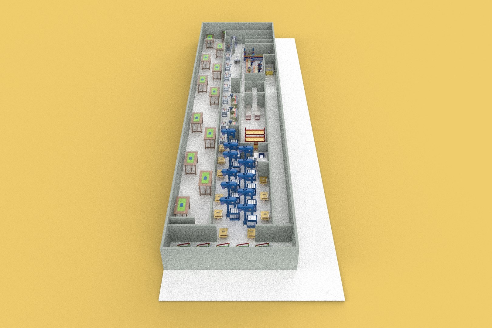 3D PRODUCTION LINE LAYOUT WORKSHOP FACTORY INDUSTRIAL FLOOR PLAN Model ...