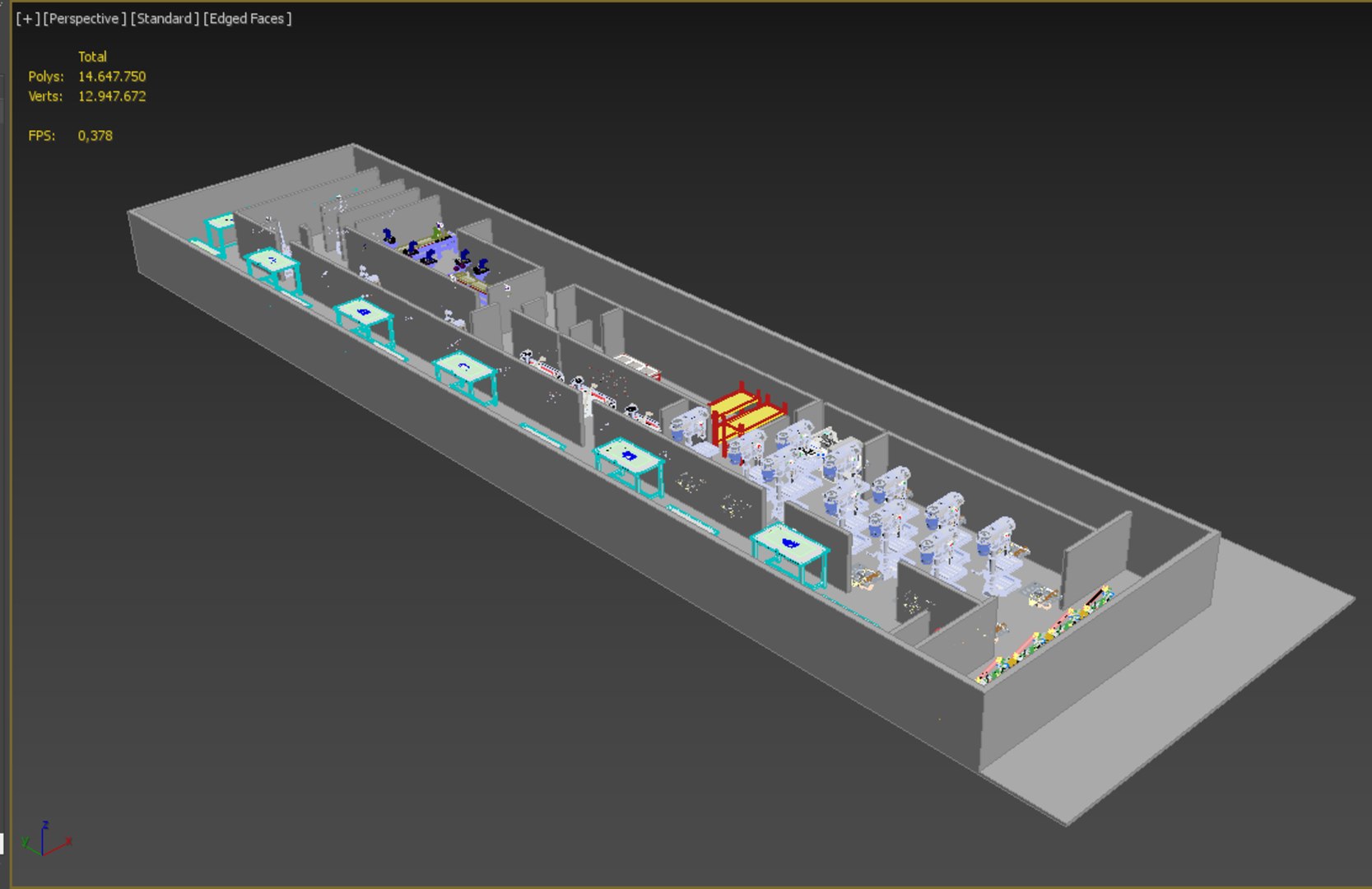 3D PRODUCTION LINE LAYOUT WORKSHOP FACTORY INDUSTRIAL FLOOR PLAN Model ...