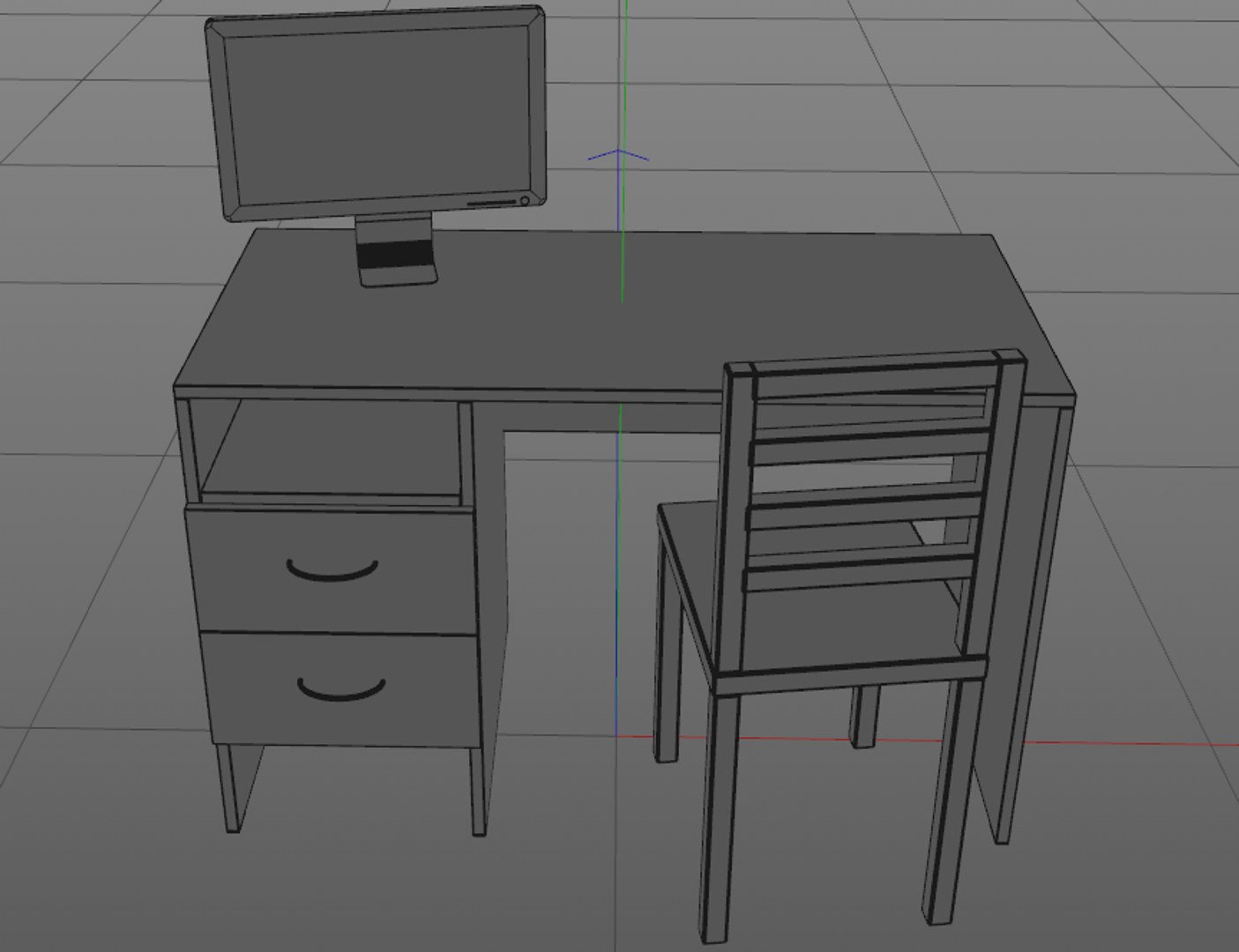 Pc Table - Monitor 3d Model
