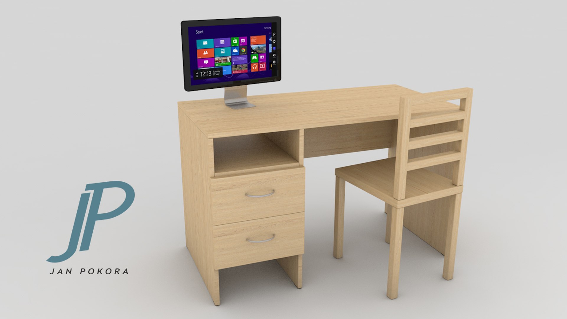 pc table - monitor 3d model