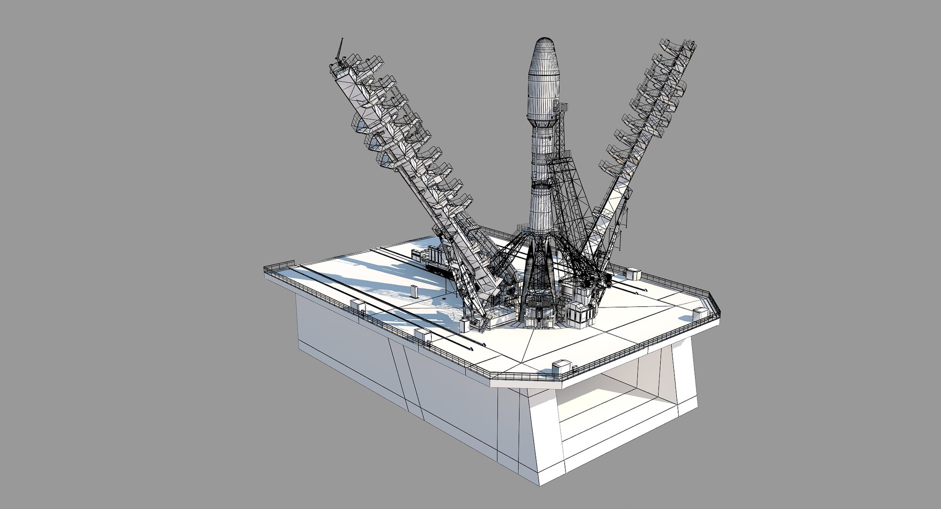3d Model Soyuz-2 Launcher Launch Pad