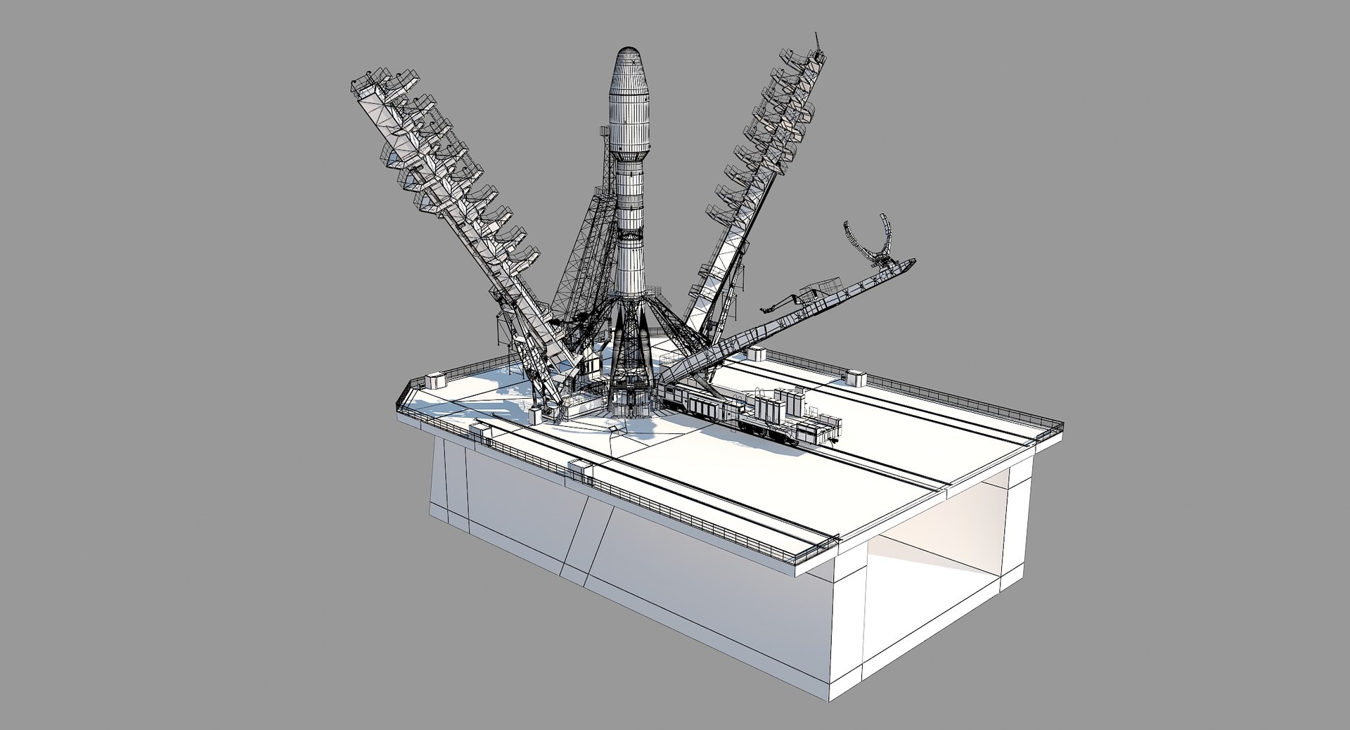 3d Model Soyuz-2 Launcher Launch Pad