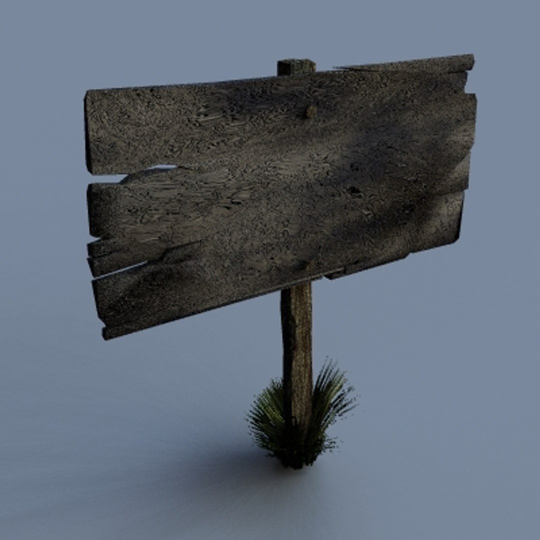3d Model Old Delapitated Wooden Sign