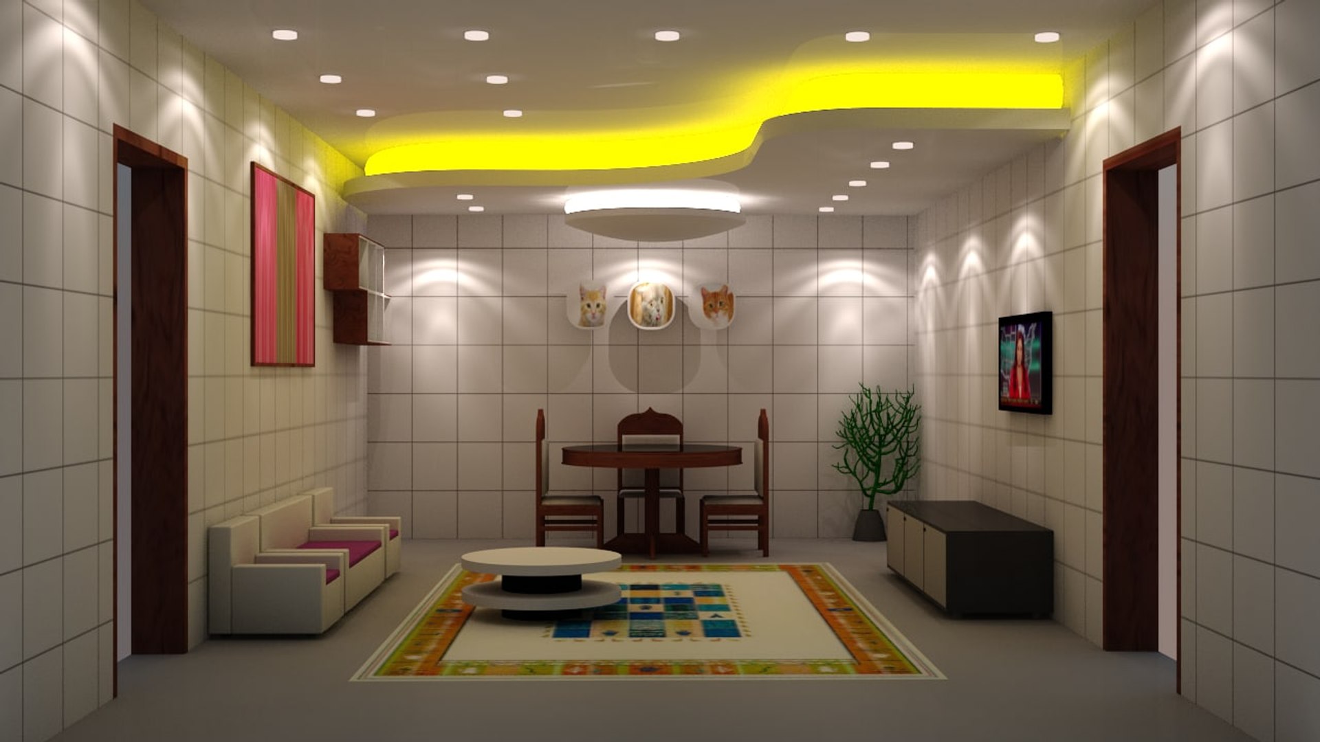 Living Room Lighting 3d Model