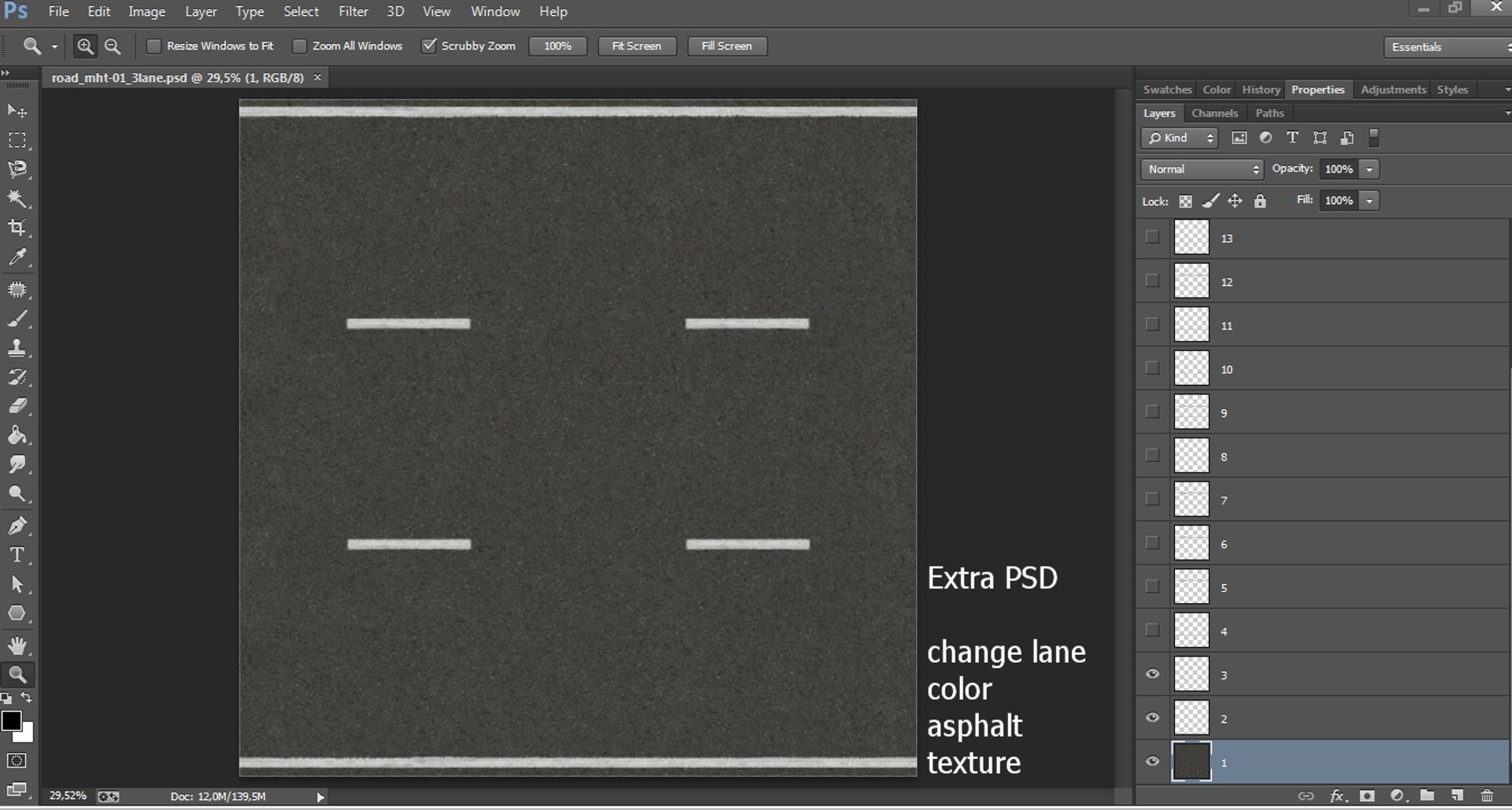 3d Model Of Road Mht-01 3 Lane