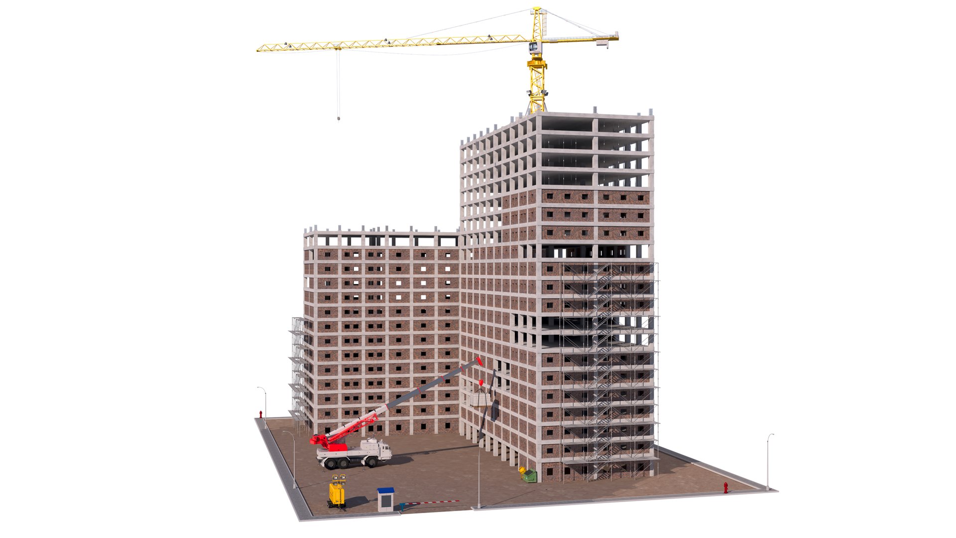 Detailed Construction Site With Crane 3D Model - TurboSquid 2258910