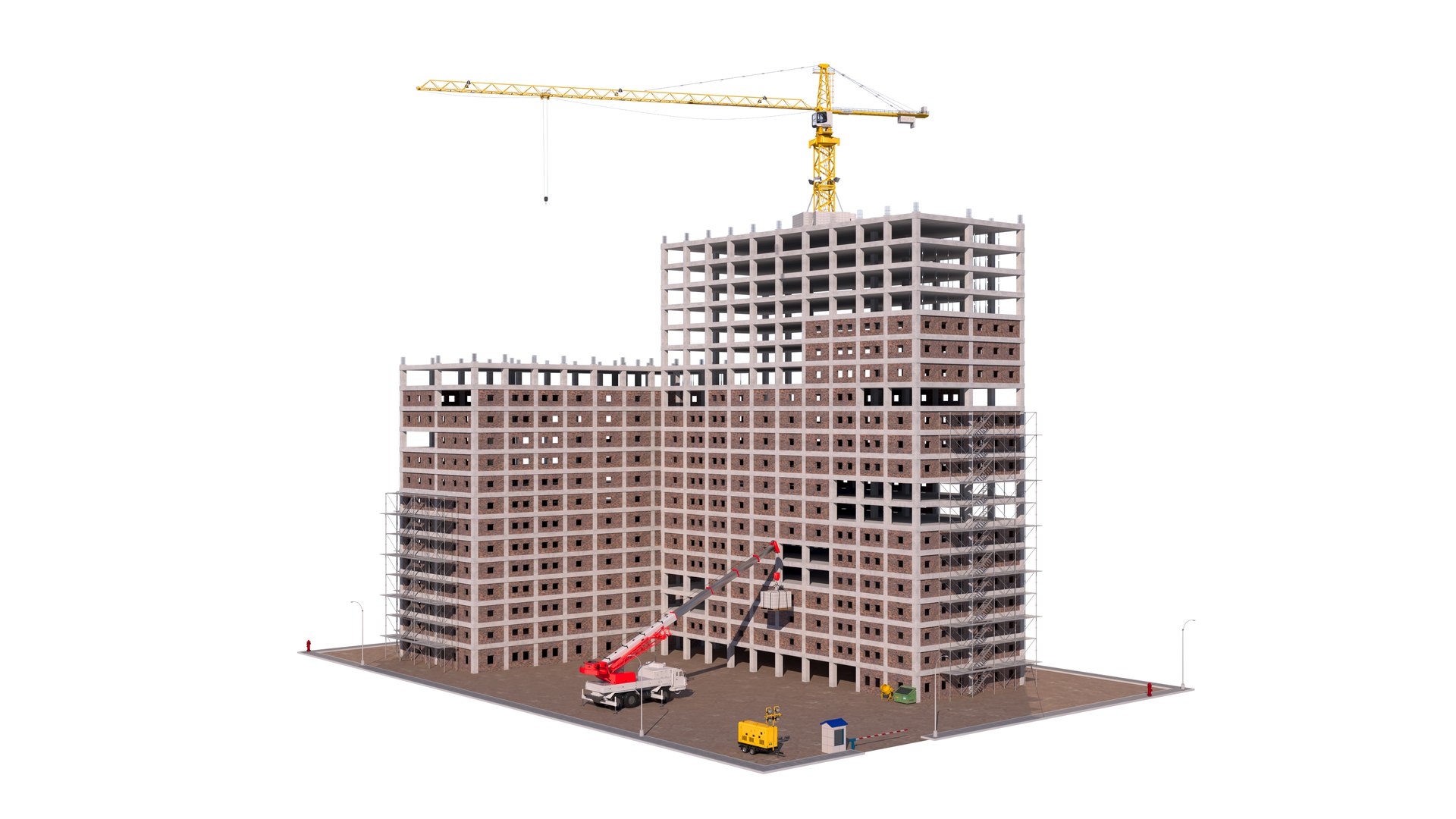 Detailed Construction Site With Crane 3D Model - TurboSquid 2258910