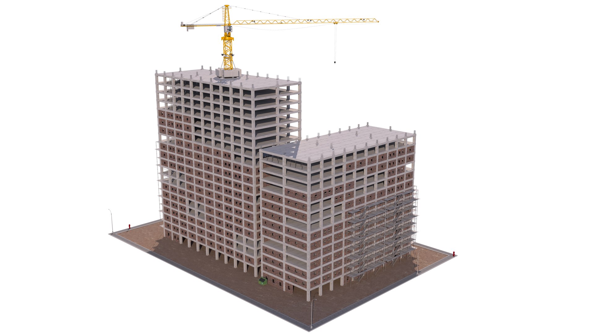Detailed Construction Site With Crane 3D Model - TurboSquid 2258910