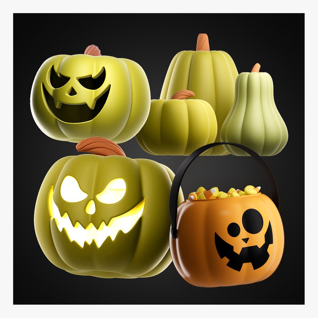 Halloween Jack O Lantern Pumpkin bundle 3D - TurboSquid 2131445