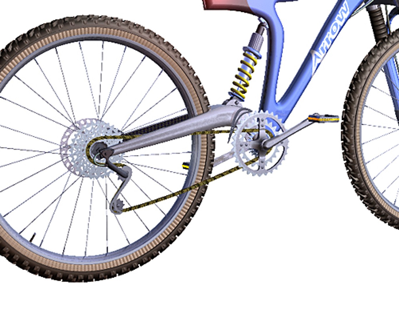 3d mountain bike blue bicycles model
